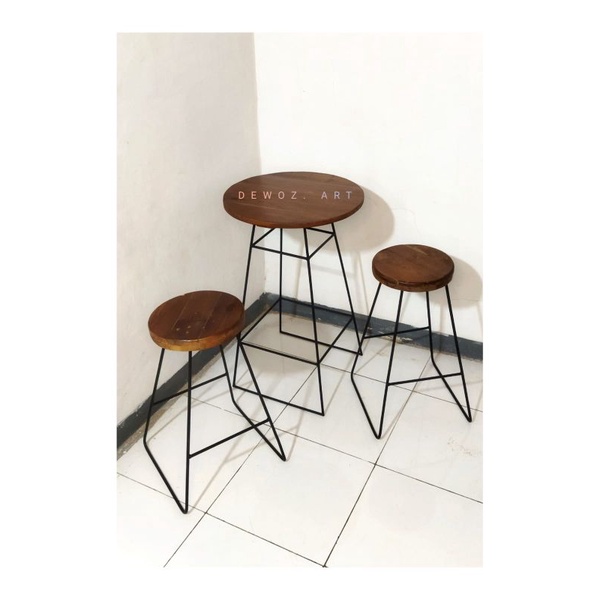 Jual Meja Teras Rangka Kotak Minimalis - Meja Cafe Unik - Set Coffee Table | Shopee Indonesia