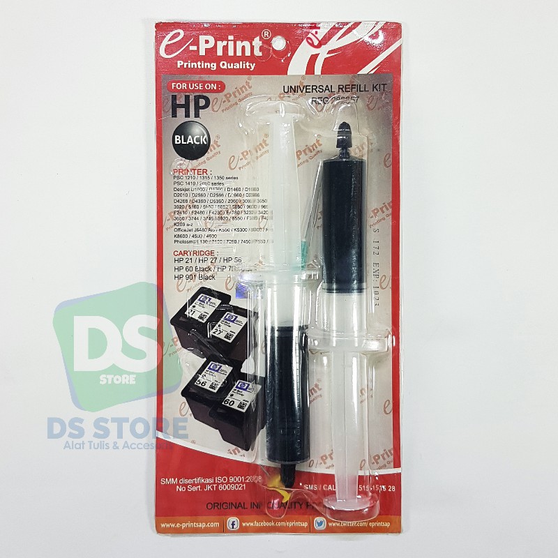 Jual Tinta Isi Ulang Suntik Printer HP BLACK Universal E-PRINT | Shopee Indonesia