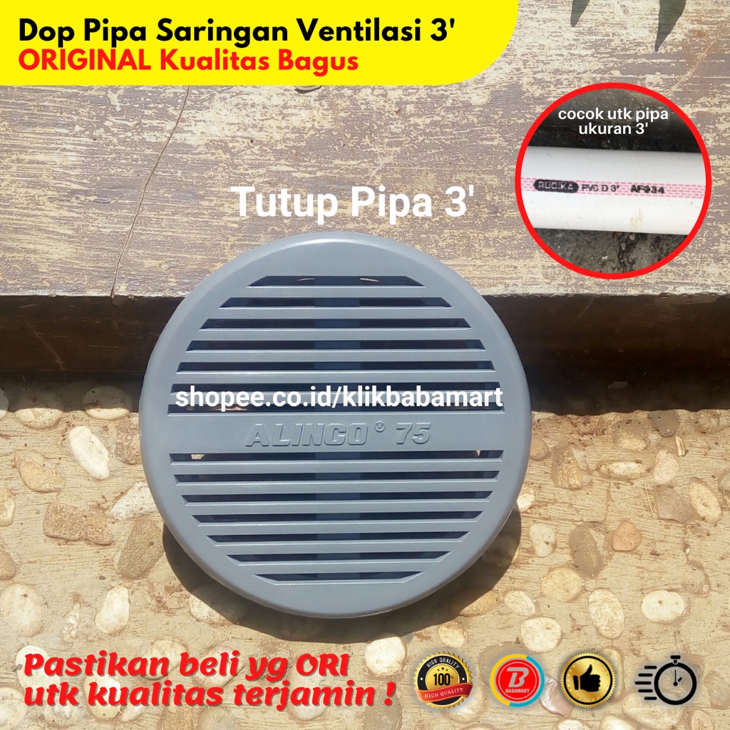 Jual DOP TUTUP PIPA SARINGAN VENTILASI PIPA PVC PARALON WALET 3 INCH ...