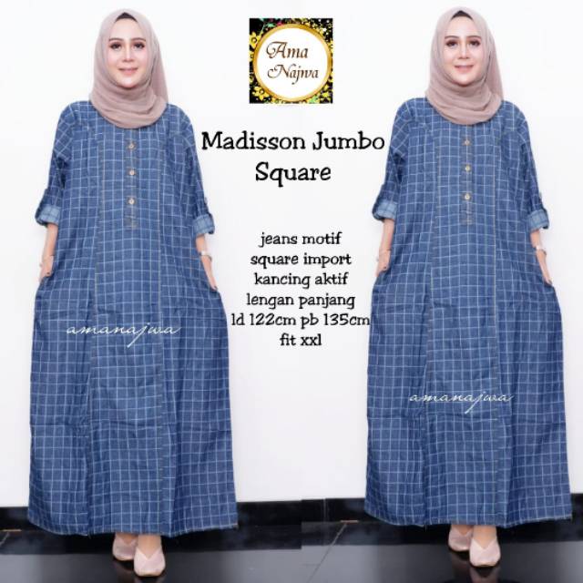 Jual MADISSON JUMBO SQUARE GAMIS JEANS KOTAK KOTAK JUMBO ori ama najwa ...