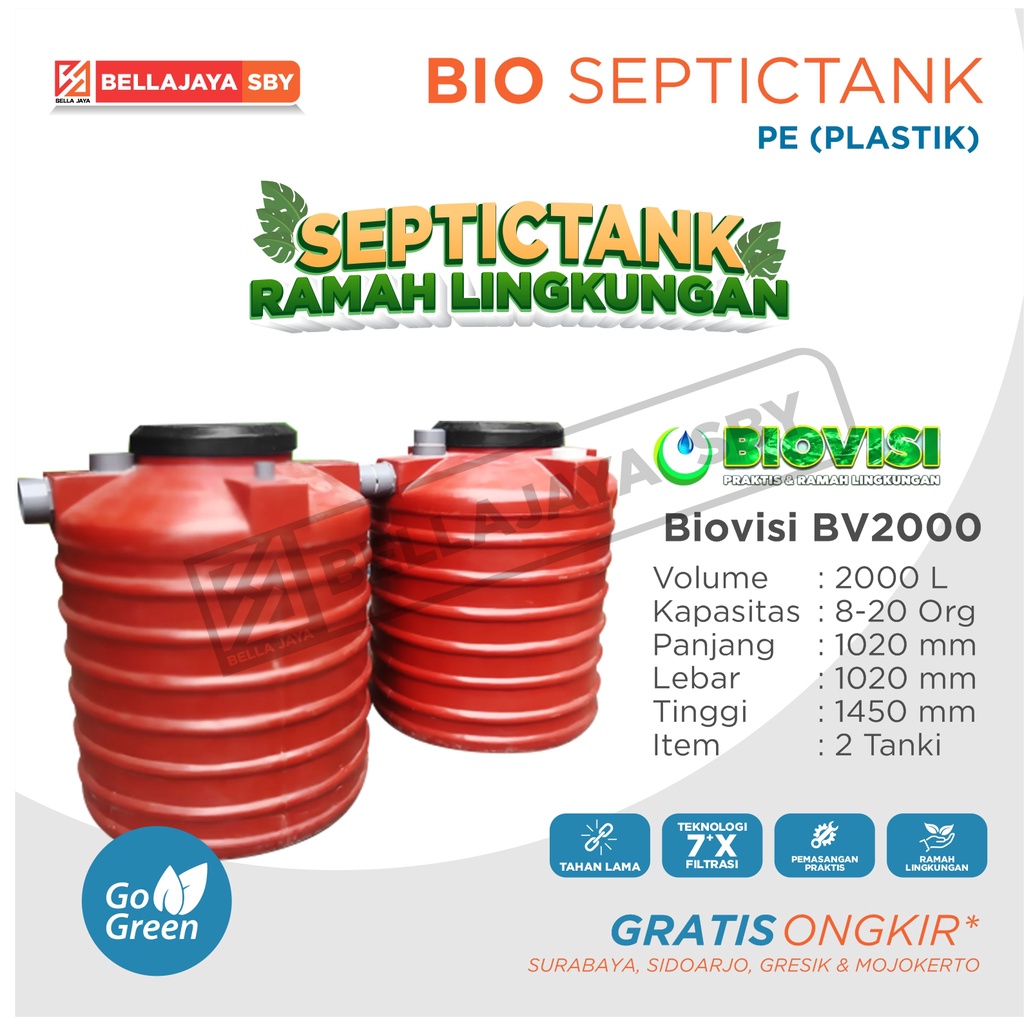 Jual Septic Tank Bio PE BIOVISI BV2000 2000 LITER (8-20 ORANG) NOTA ...