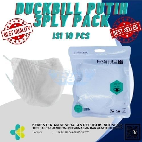 Jual Masker Duckbill 3ply Isi 10pcs / Pack Makser Duckbill 10pcs ...