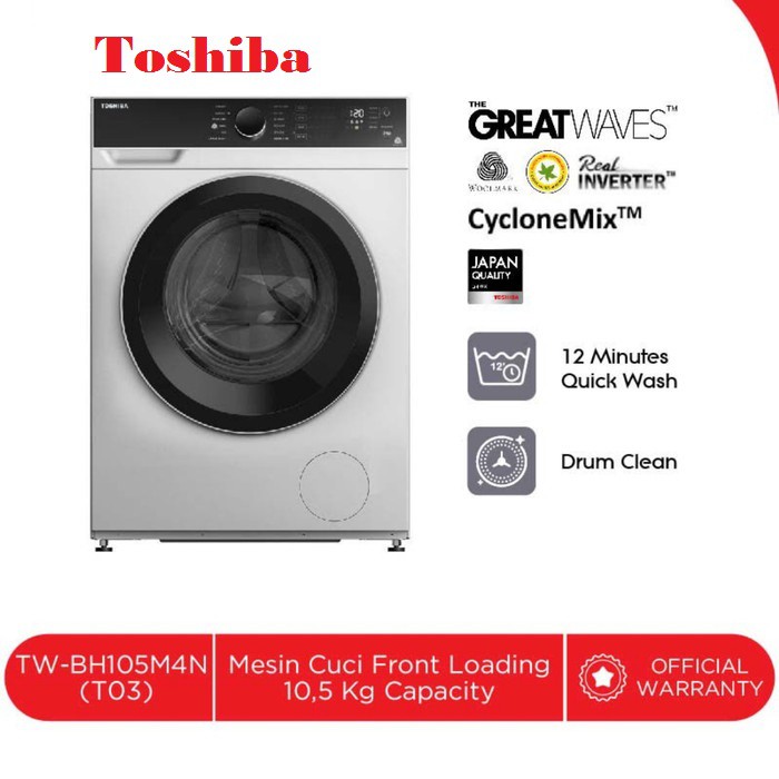 Jual Mesin Cuci Front Loading 10Kg Toshiba Type: TW-BH105M4N (Khusus ...