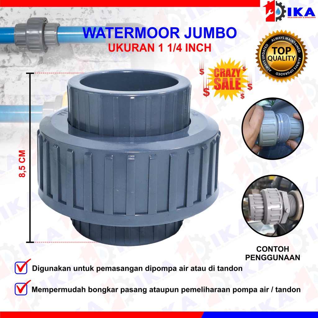 Jual WATERMUR WATERMOOR POLOS PVC 1 1/4 - 1 1/2 INCH WATER UNION SOCKET ...