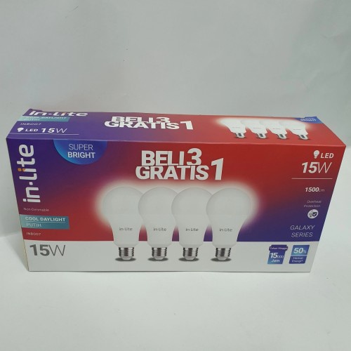 Jual BOHLAM LAMPU INLITE IN LITE LED BULB 15W PAKET BELI 3 GRATIS 1 ISI ...