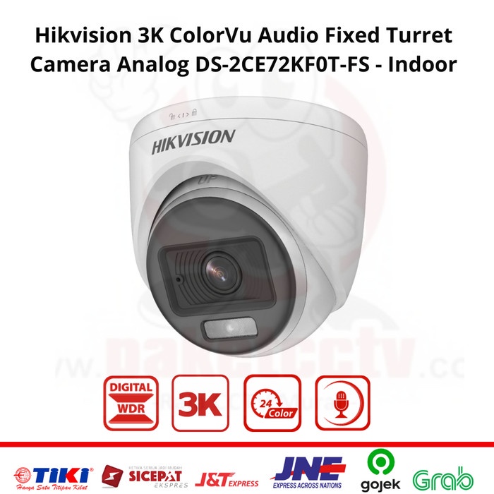 Jual Hikvision 3K 5MP ColorVu Audio Fixed Camera Analog DS-2CE72KF0T-FS ...