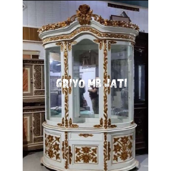 Jual lemari kabinet bupet hias kaca ukiran jepara | Shopee Indonesia