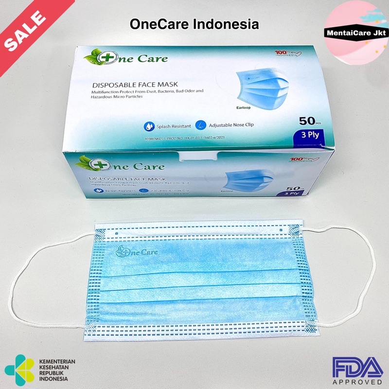 Jual Masker OneCare Indonesia Earloop One Care Lokal kemenkes Surgical ...