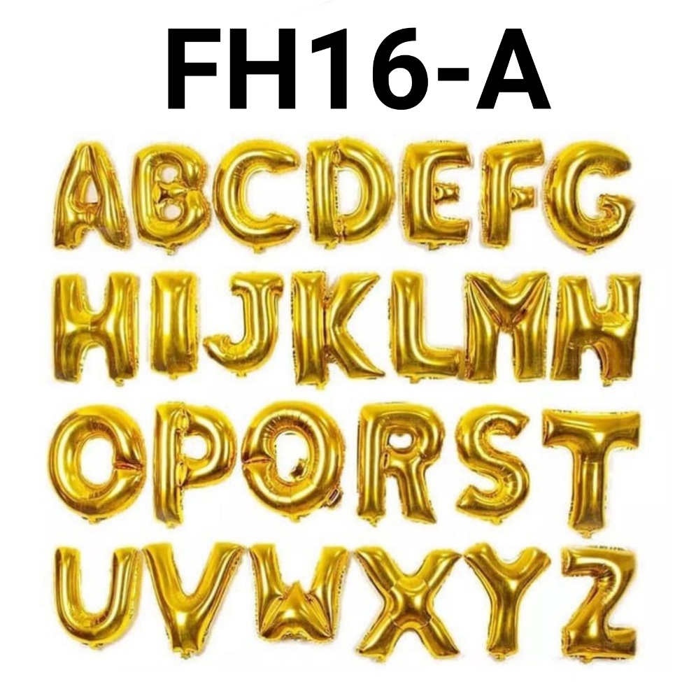 Jual FH16-A Balon foil huruf abjad nama 16 inch 40 cm gold emas (Balon ...
