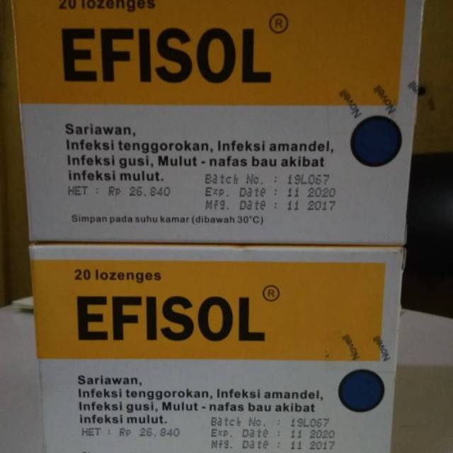 Jual Efisol tablet hisap...untuk radang tenggorokan dan sariawan ...