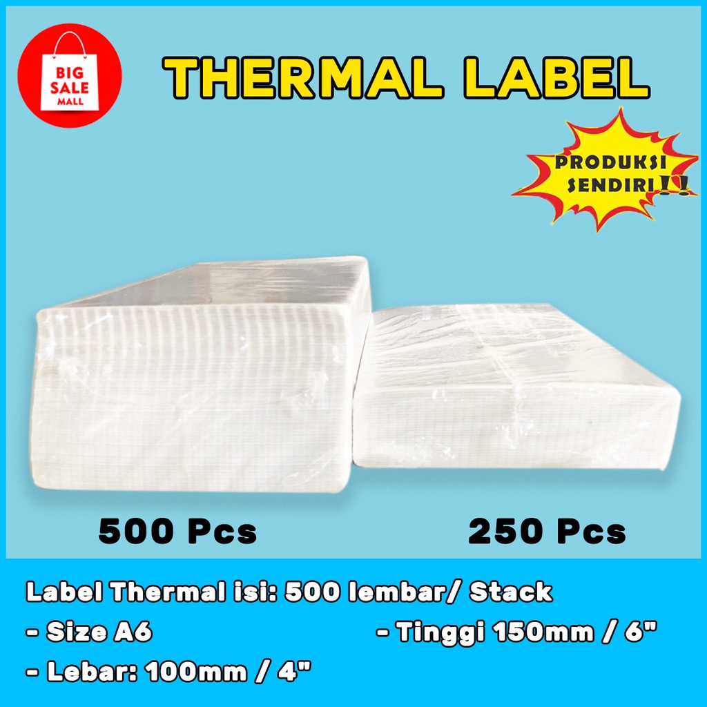 Jual Kertas Thermail Stiker Thermal 100x150 isi 500 & 250 lembar, Label ...
