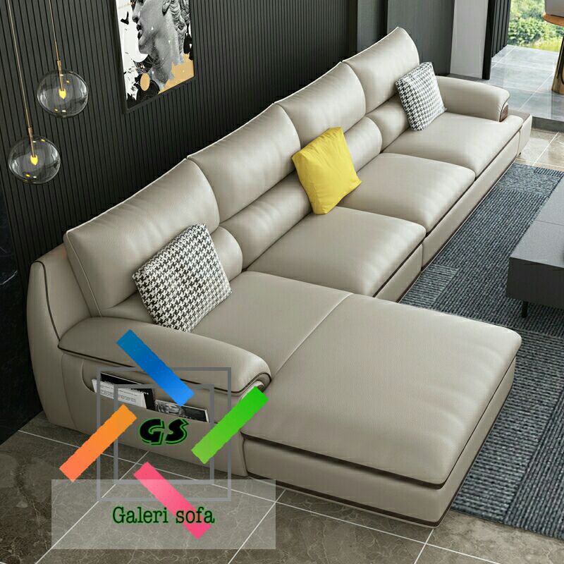 Jual Sofa Minimalis L Shape Modern Gaya Eropa Full Kulit | Shopee Indonesia