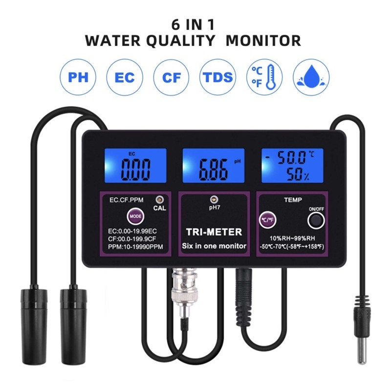 Jual pH-217 Multi Parameter 6in1 PH Temperature EC CF RH TDS Water ...