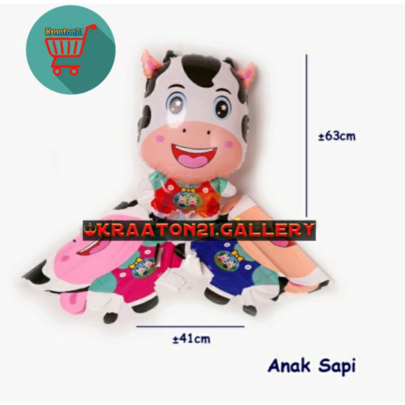 Jual Balon anak sapi / balon karakter / foil / gas / terbang/helium ...