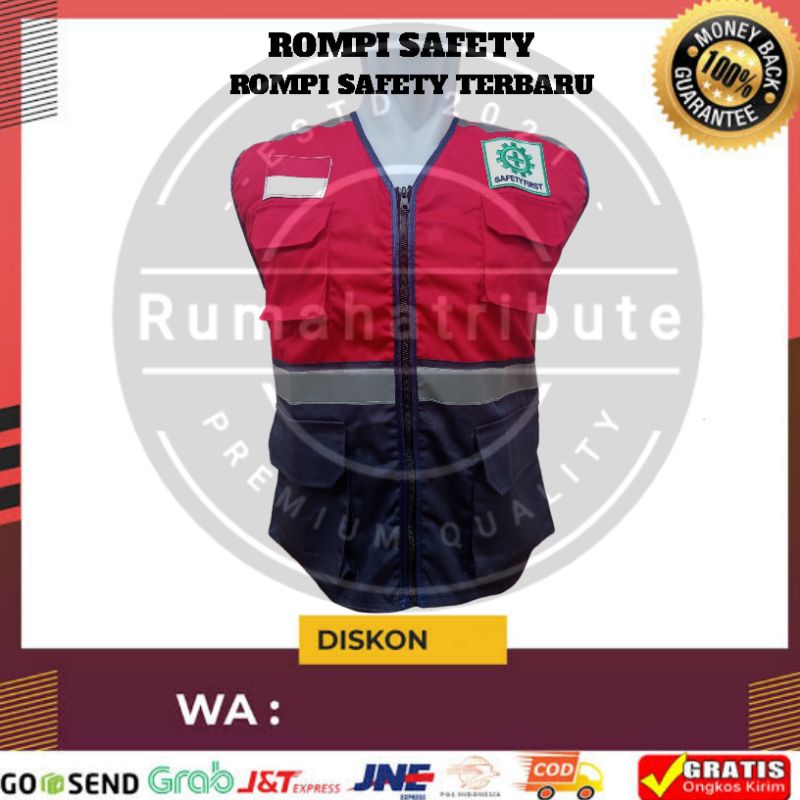 Jual rompi SAFETY | rompi K3 | rompi merah safety rompi proyek full ...
