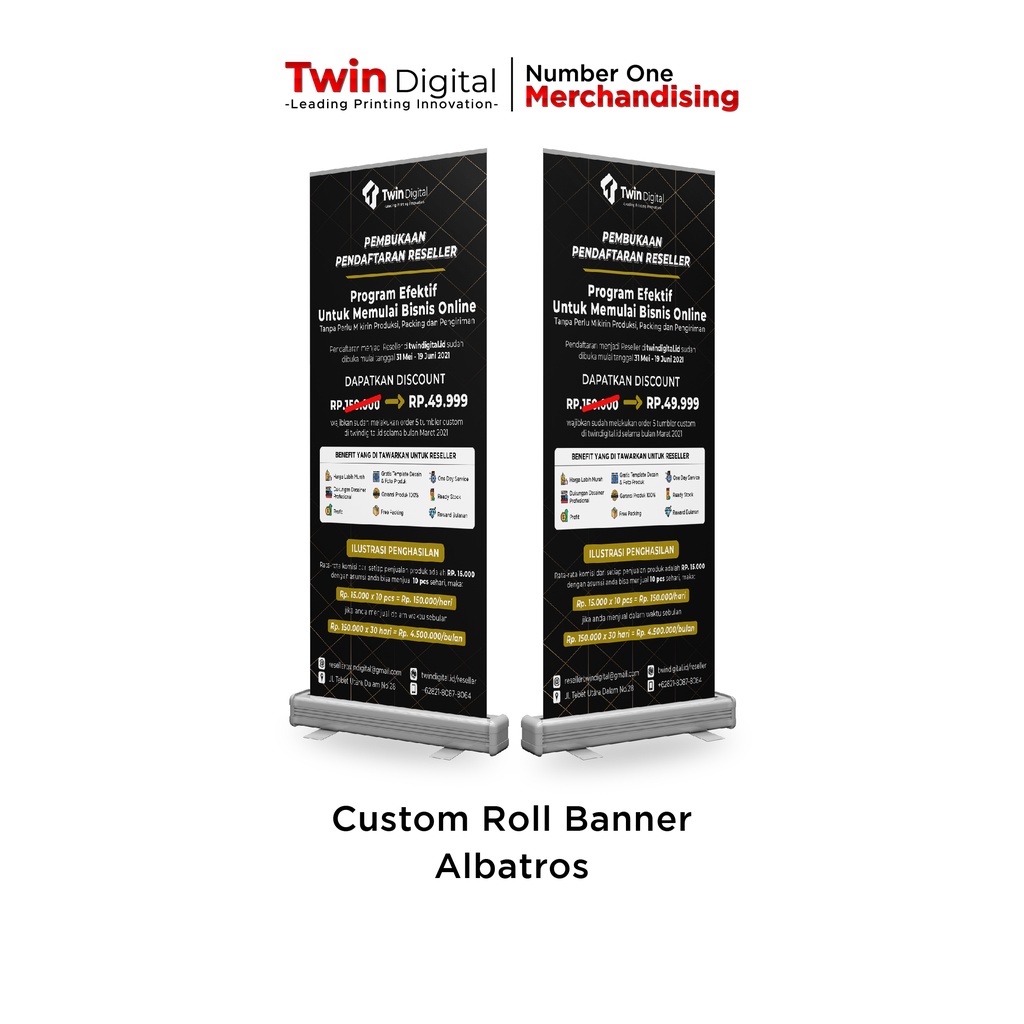Jual Twindigital Roll Up Banner Standing Banner Display - Albatros ...