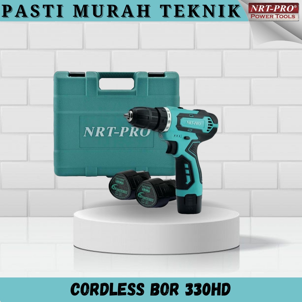 Jual Bor Baterai Bor Cordless 10mm type 330HD (free 2pcs baterai) NRT ...