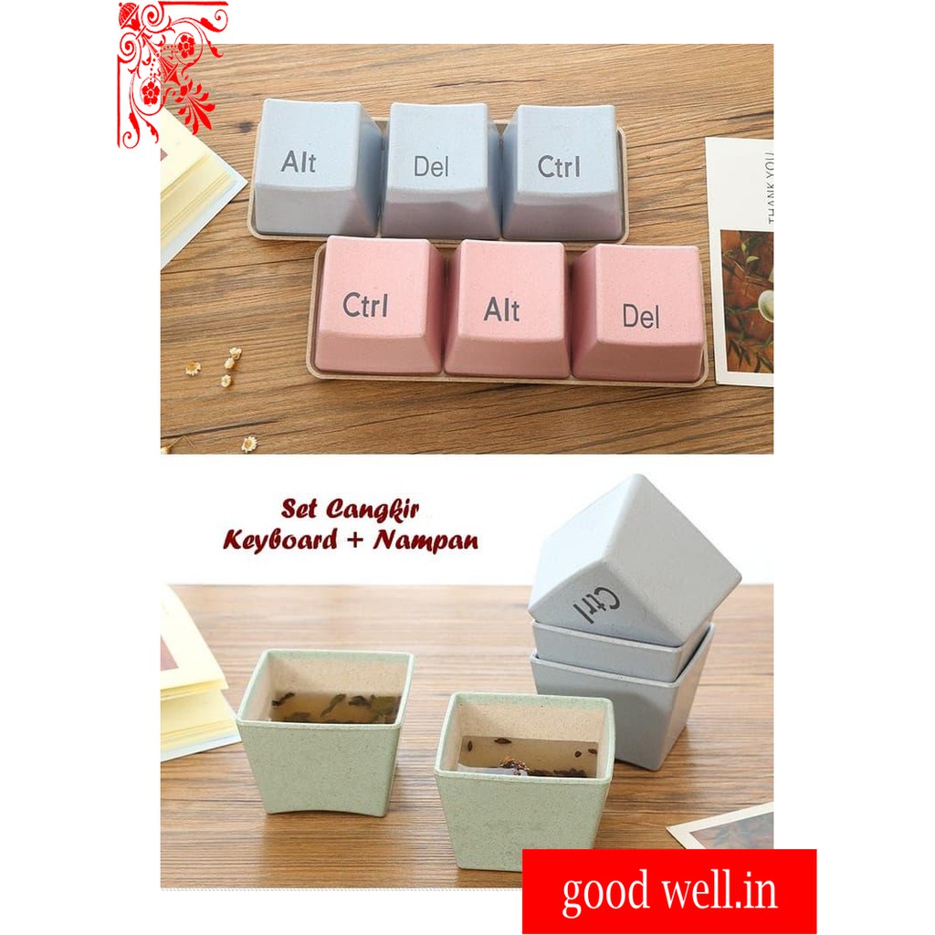 Jual JUAL NEW SET CANGKIR KEYBOARD WARNA ( 1 SET ISI 3 CANGKIR + 1 ...