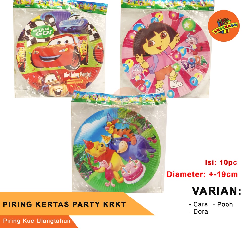 Jual PIRING KERTAS PARTY KRKT - Piring Kue Ulang Tahun - Piring Pesta | Shopee Indonesia