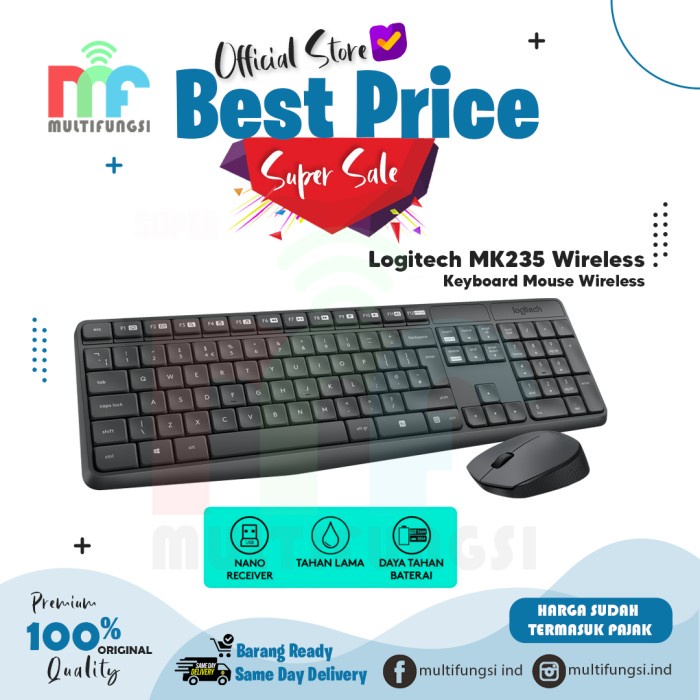 Jual Update!! Keyboard Mouse LOGITECH Wireless MK-235 - Garansi Resmi ...