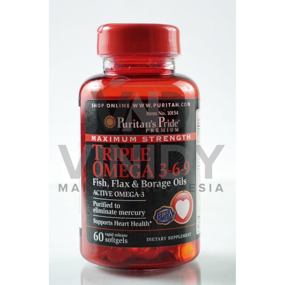 Jual Maximum Strength Triple Omega 3-6-9 Fish, Flax & Borage Oils (60 ...