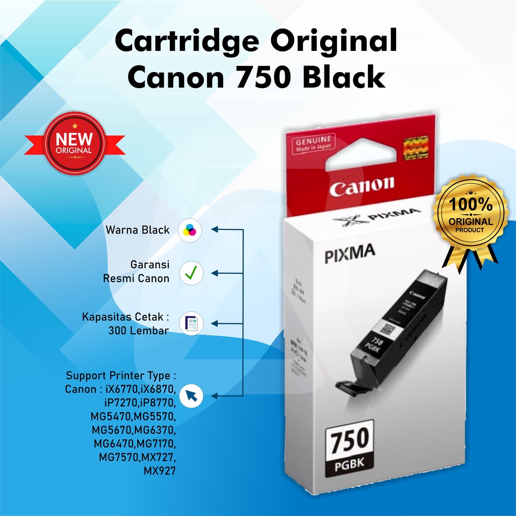Jual Tinta Canon 750 Black 751 Black & Colour Original Ink Cartridge ...