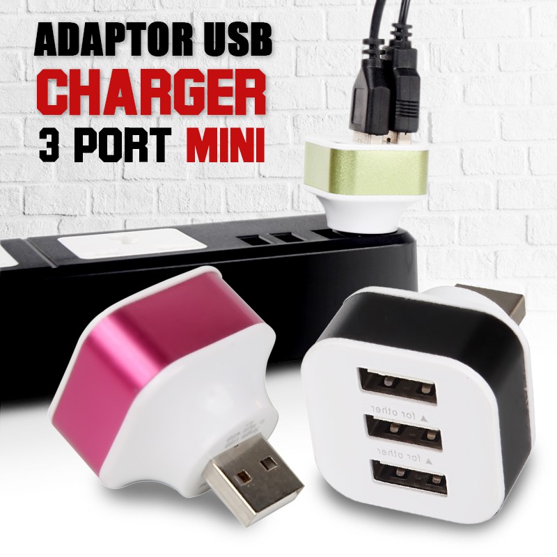 Jual Adaptor Kepala Colokan 3in1 USB / Colokan Charger USB Mobil 3 Port ...