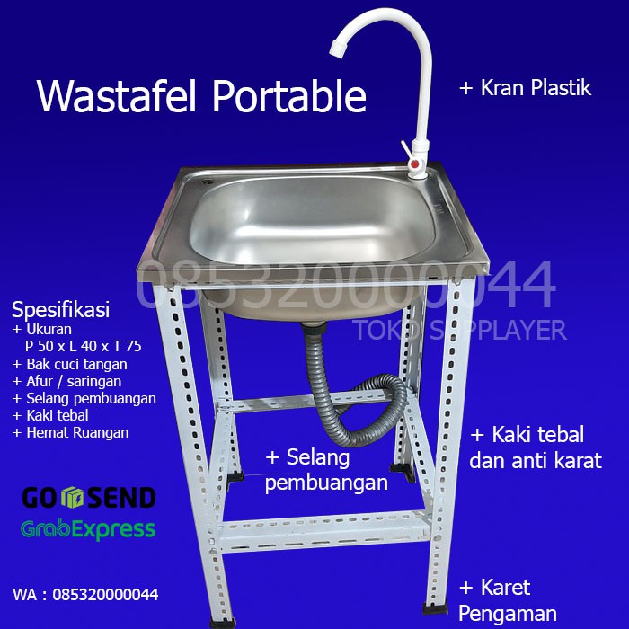 Jual wastafel portable Paket lengkap sink portable + kran angsa pvc ...