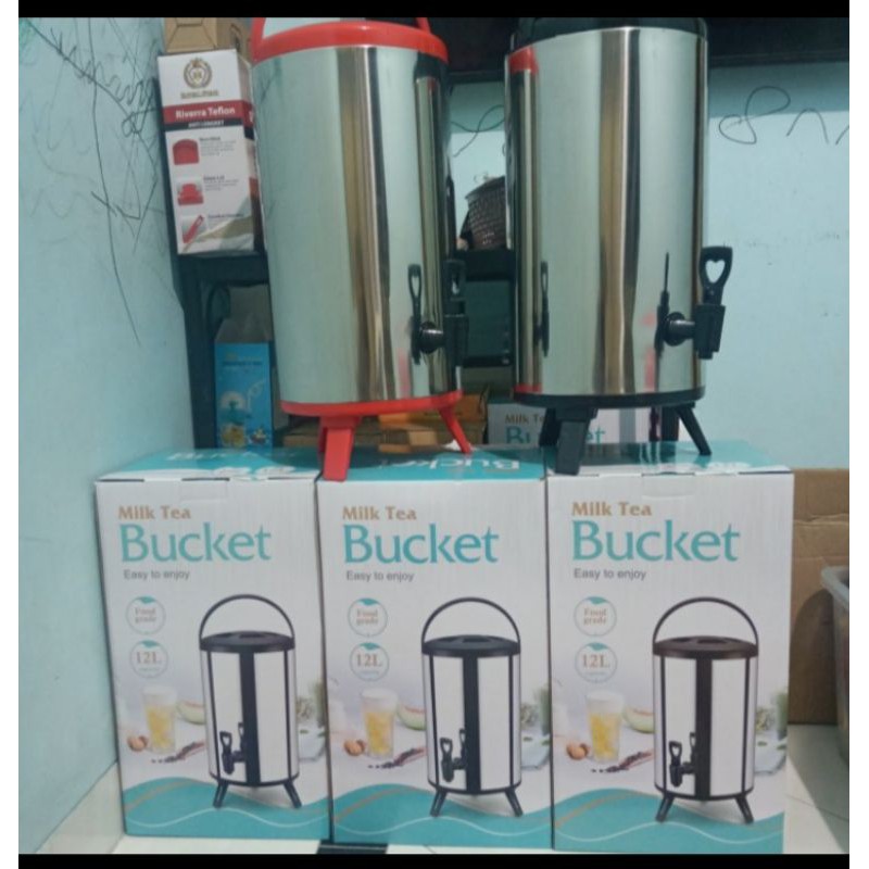 Jual milk tea bucket stainless 12Liter - water jug bucket 12 Liter ...