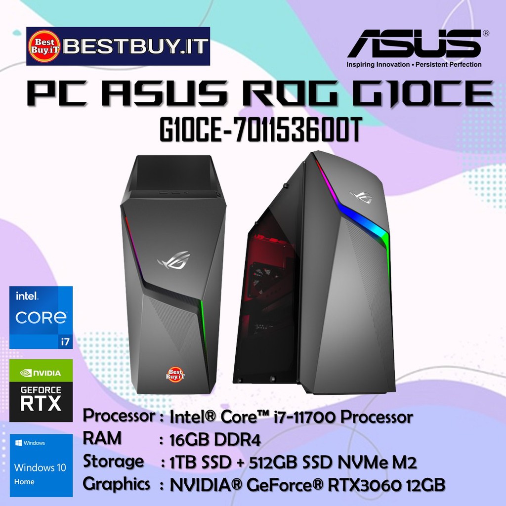 Jual PC ASUS ROG STRIX G10CE INTEL I7-11700 16GB 1TB + 512GB RTX3060 ...