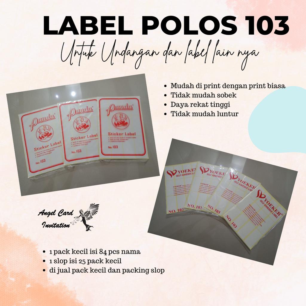 Jual Label Polos 103/Stiker Label Nama 103 (ecer per pack isi 84 pcs ...