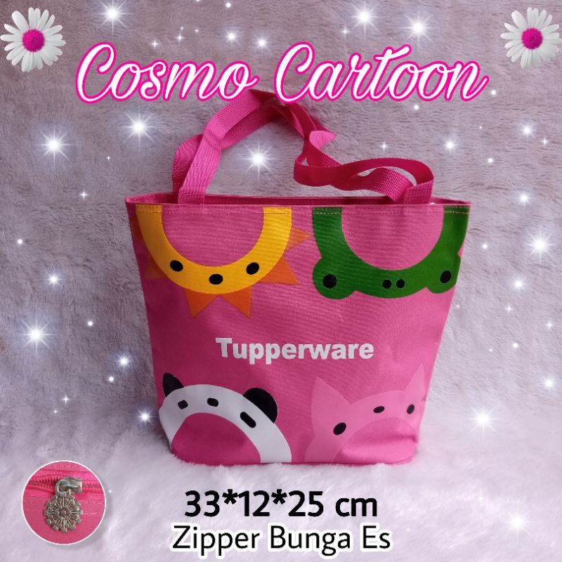 Jual Tas Cosmo Cartoon Tupperware Zipper bunga es Tupperware | Shopee ...