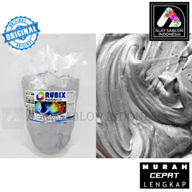 Jual TINTA SABLON PLASTISOL RUBIX SILVER 200GR | Shopee Indonesia