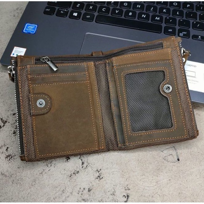 Jual Dompet kulit asli Ryoeku dobel ziiper kulit sapi asli crazy horse ...