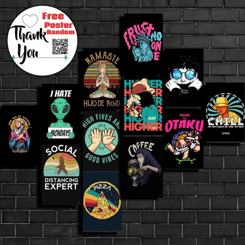 Jual (16PCS) Poster dinding Band retro aesthetic Kamar Cowok Distro ...