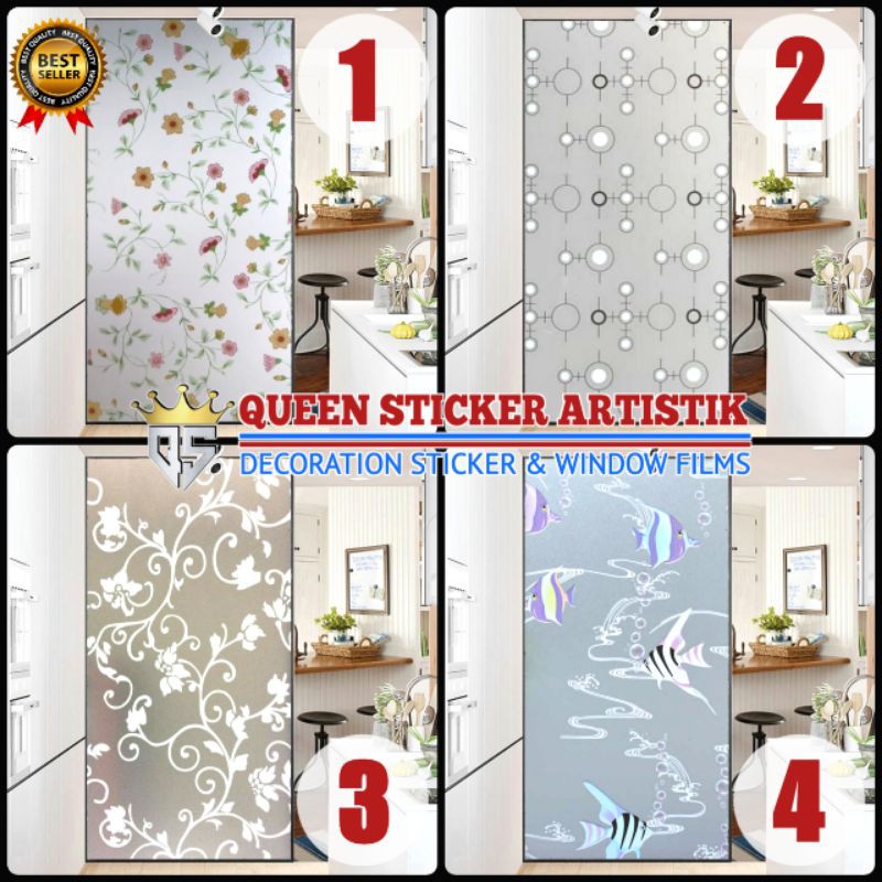 Jual STICKER / STIKER KACA MOTIF BUNGA BATIK IKAN L 120CM | Shopee ...