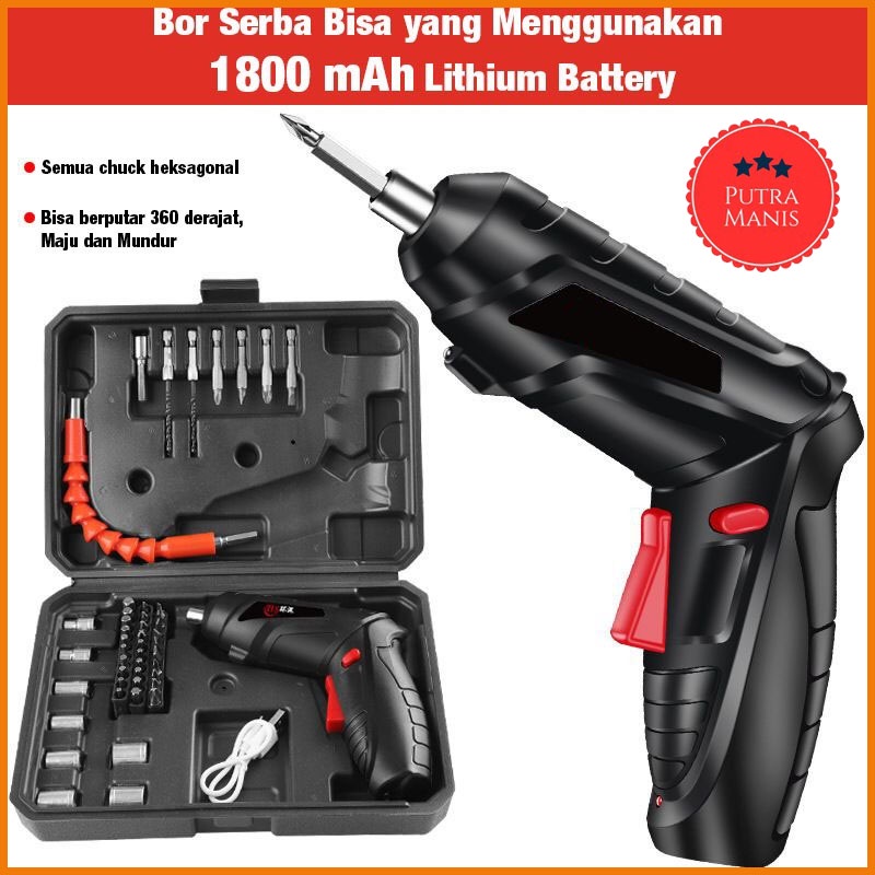 Jual ALat Mesin Bor Portable Cordless Impact Drill portabel Obeng Bor ...