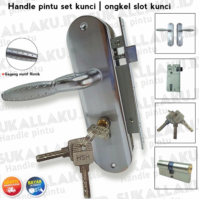 Jual handle pintu kunci set/gagang pintu minimalis/pegangan pintu rumah ...