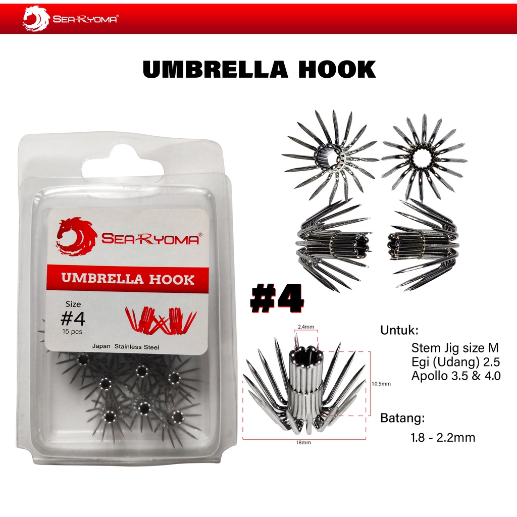 Jual Searyoma Umbrella Hook Ukuran # 1 , # 4 dan # 517 - Harga 1 ...