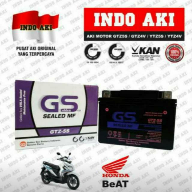 Jual Aki Motor Honda Beat FI CW CBS CARBU KARBU GTZ5 GTZ5S GTZ 5S Accu Kering MF | Shopee Indonesia
