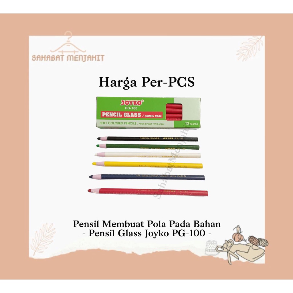 Jual Pensil Pola Jahit /Pensil Glass JOYKO / Pensil Kaca JOYKO ...