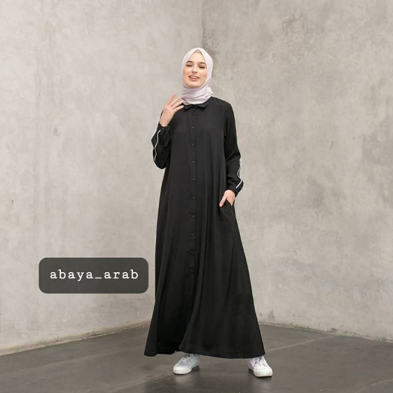Jual TERMURAH abaya arab list saku|abaya simpel|abaya jetblack | Shopee ...