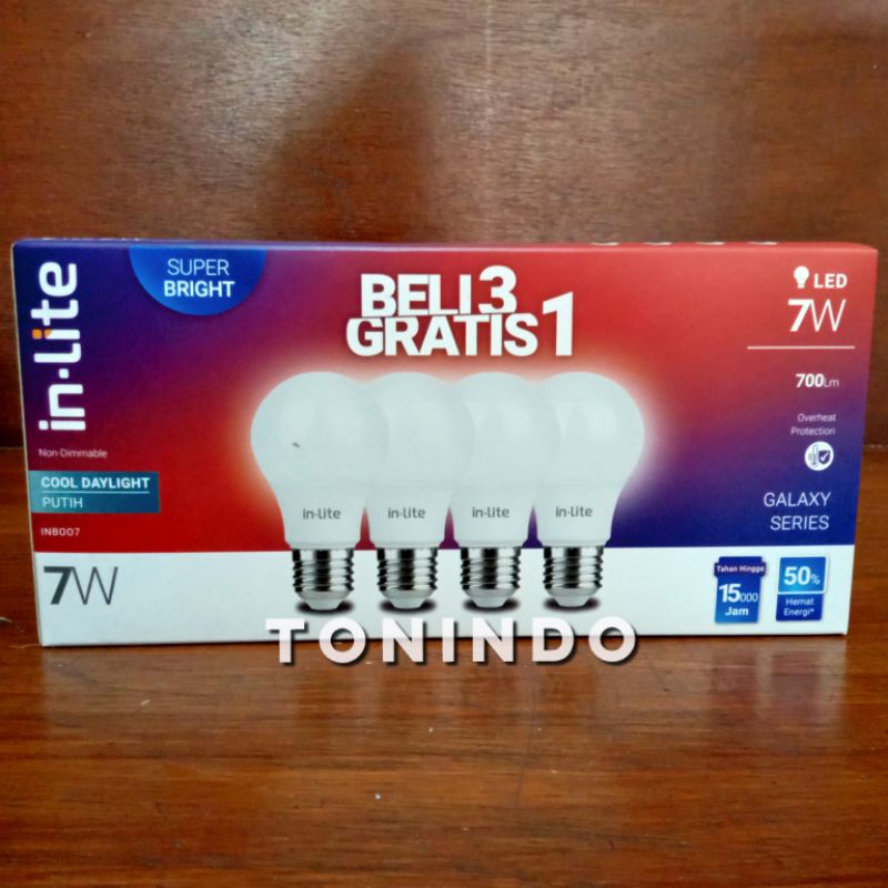 Jual Lampu In-Lite 7 Watt Multipack Beli 3 Gratis 1 Cool Daylight ...