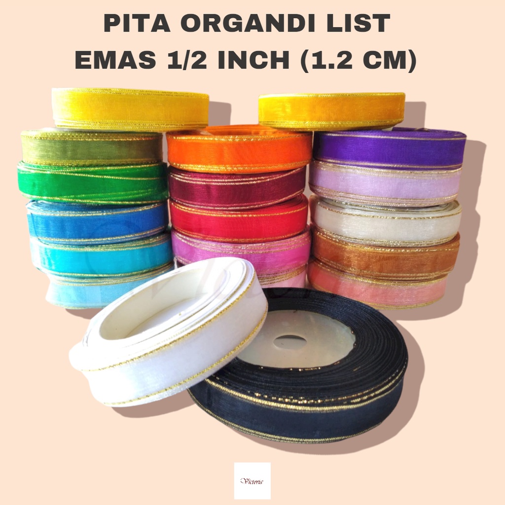 Jual PITA ORGANDI LIST EMAS 1/2 INCH ( 1.2 CM ) | Shopee Indonesia