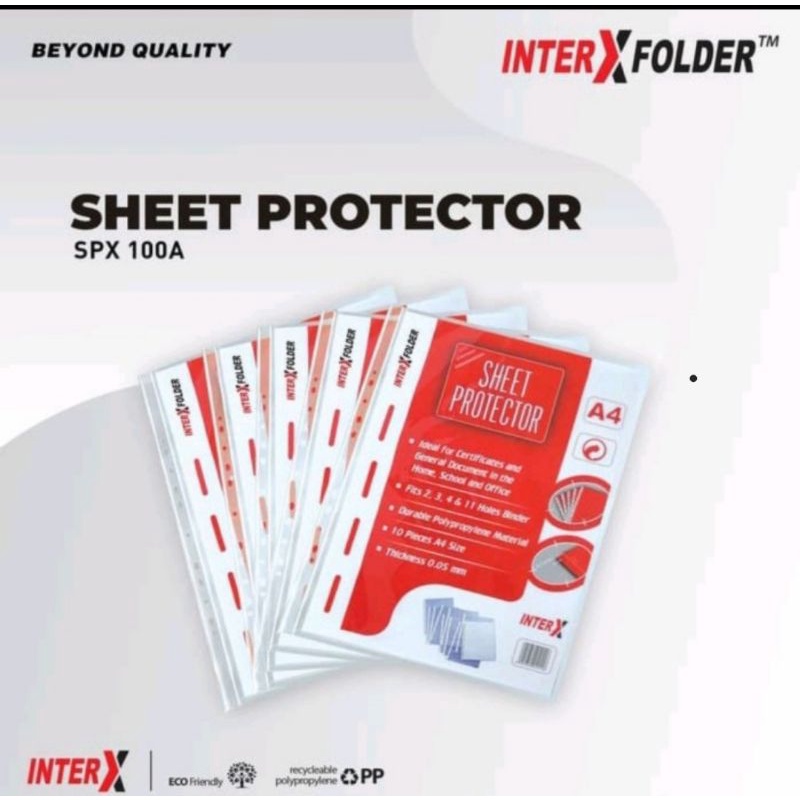 Jual Plastik pp pocket / sheet protector A4 Interx isi 10 lembar ...