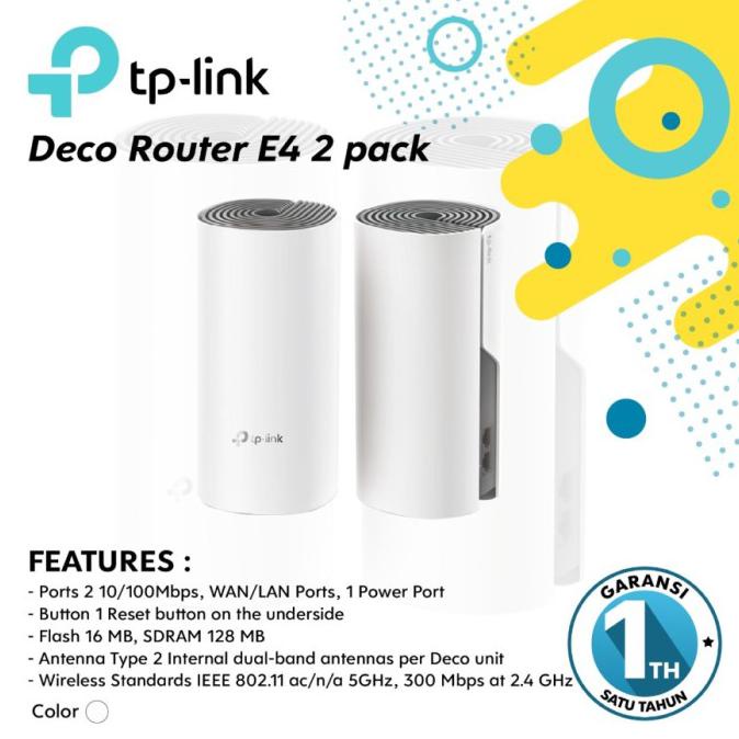Jual Hari Ini Tp-Link Deco E4 ( 2 Pack ) Ac1200 Whole Home Mesh Wi-Fi ...