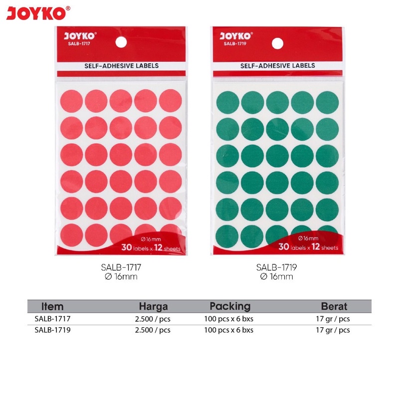 Jual Label Sticker Self Adhesive Labels / Label Penanda Warna Joyko ...