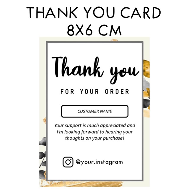 Jual 105 PCS THANK YOU CARD UKURAN 8x6CM / THANK YOU CARD CUSTOM ...