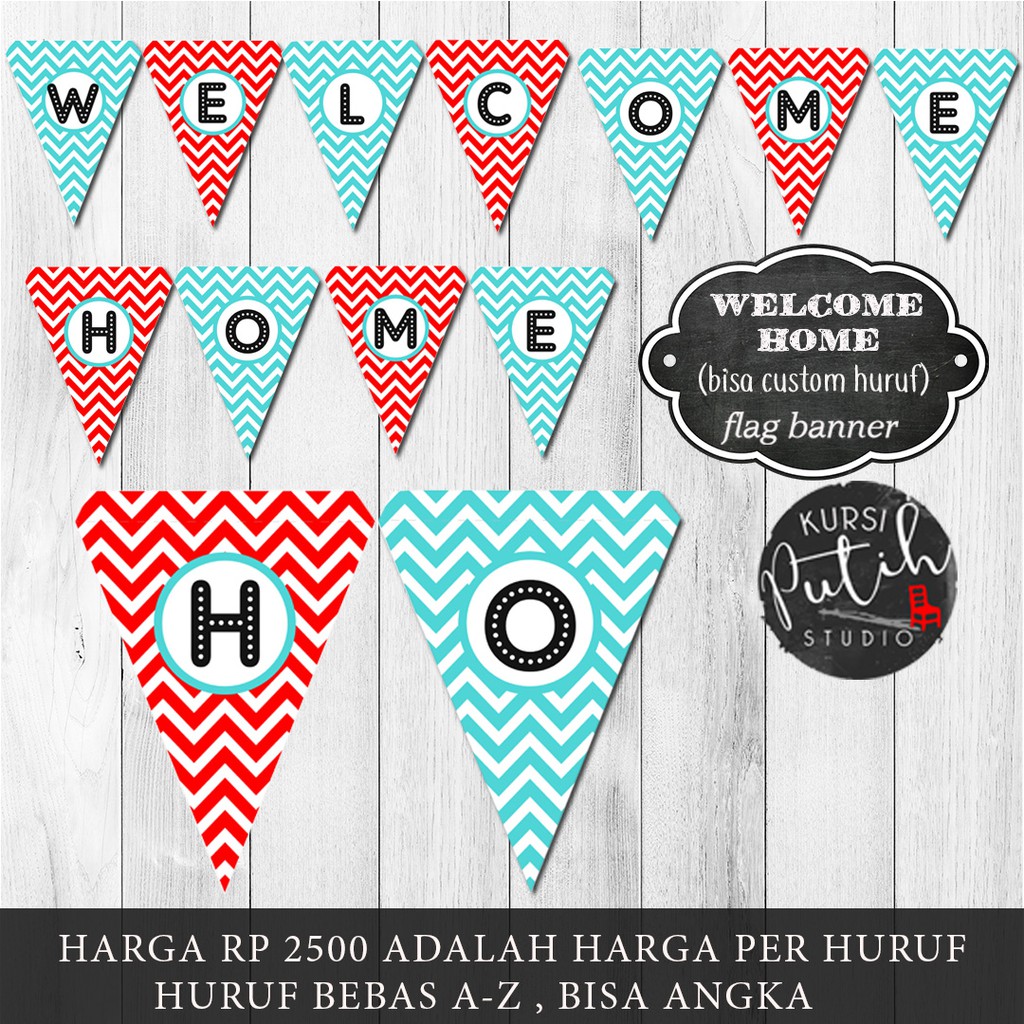 Jual Flag banner Bendera bisa custom huruf / welcome home / tema red ...