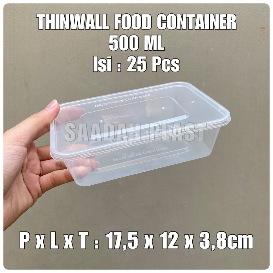 Jual Isi 25 Thinwall 500ml Rectangle Persegi Kotak Food Container